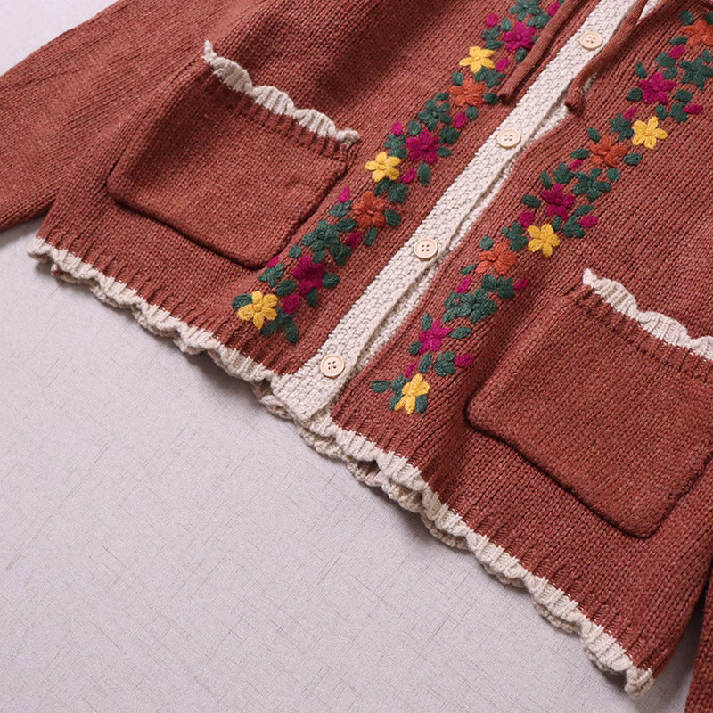 Cottagecore Embroidery Knit Cardigan – Retro Fairy