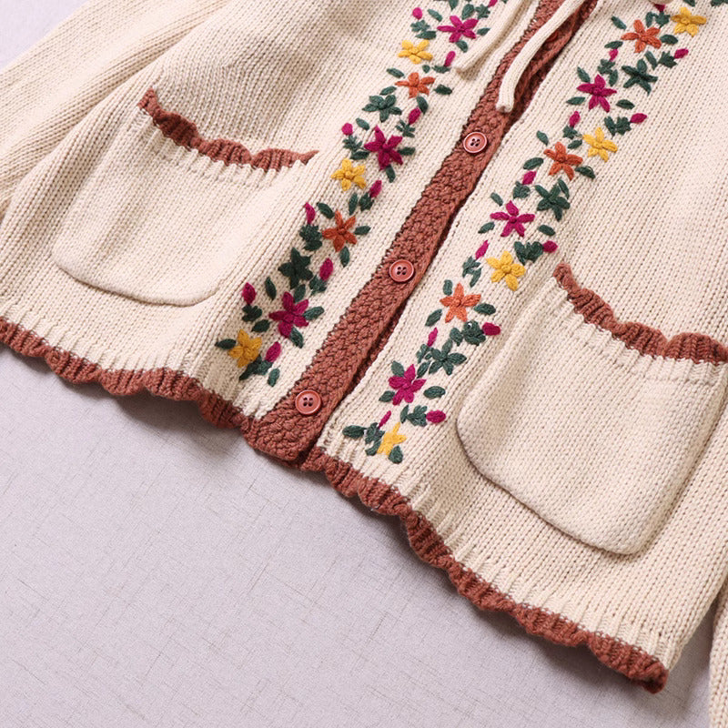 Cottagecore Embroidery Knit Cardigan – Retro Fairy