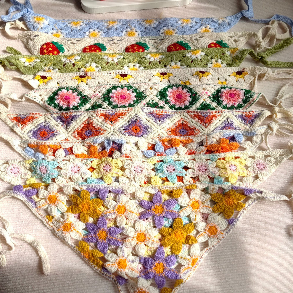 Cottagecore Knitted Head Scarf – Retro Fairy