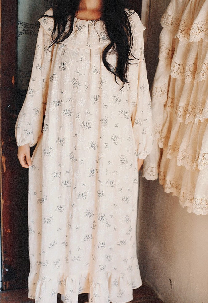 Cottagecore Cotton Floral Night Gown Dress – Retro Fairy