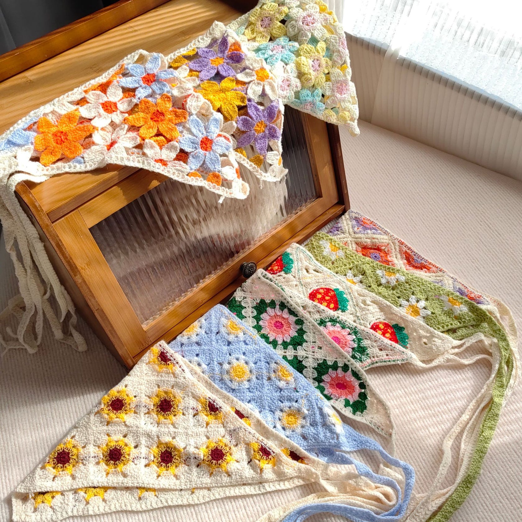 Cottagecore Knitted Head Scarf – Retro Fairy