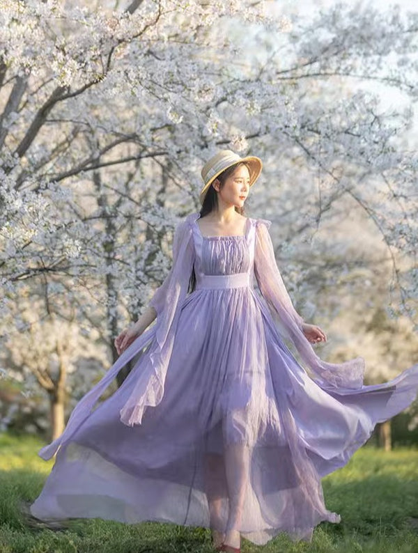 Dreamy Pastel Lavender Prairie Dress – Retro Fairy