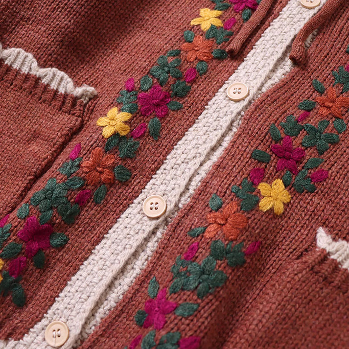 Cottagecore Embroidery Knit Cardigan – Retro Fairy