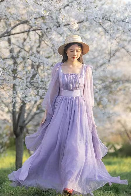 (Last Chance) Dreamy Pastel Lavender Prairie Dress – Retro Fairy