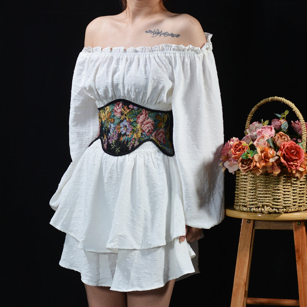 Vintage Remake Floral Underbust Corset Waist band – Retro Fairy