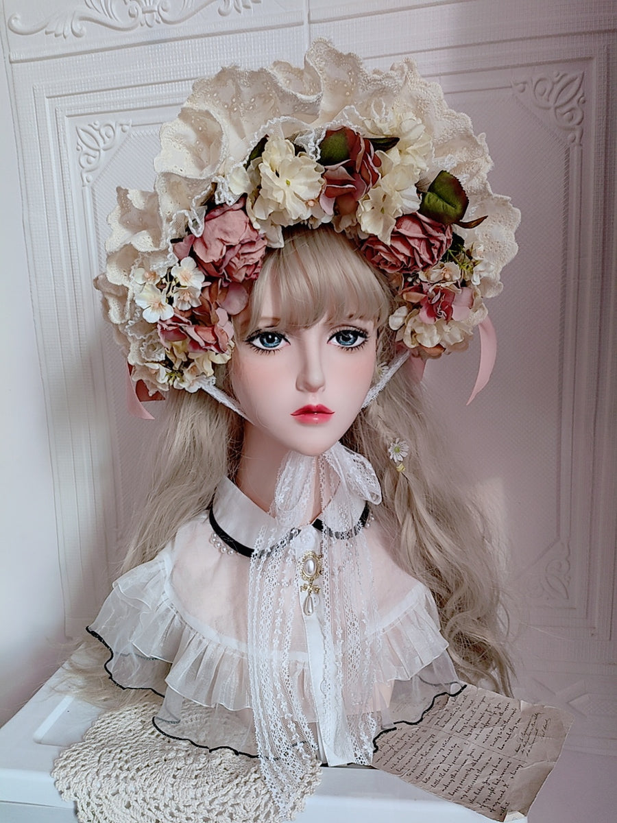 Handmade Vintage Straw Flower Bonnet Straw Hat – Retro Fairy