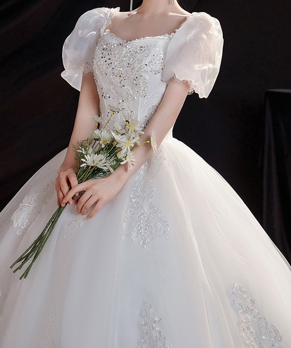 Royalcore Vintage Princess Puff Sleeves Wedding Gown – Retro Fairy