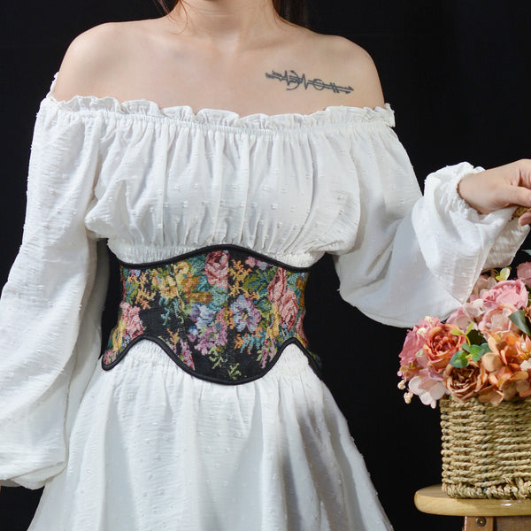 Vintage Remake Floral Underbust Corset Waist band – Retro Fairy