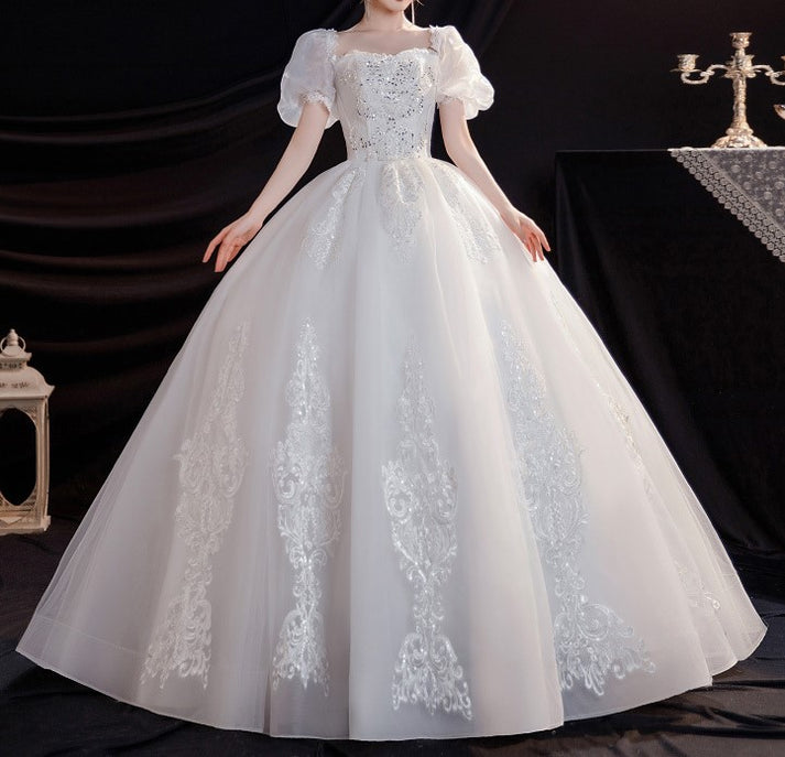 Royalcore Vintage Princess Puff Sleeves Wedding Gown – Retro Fairy