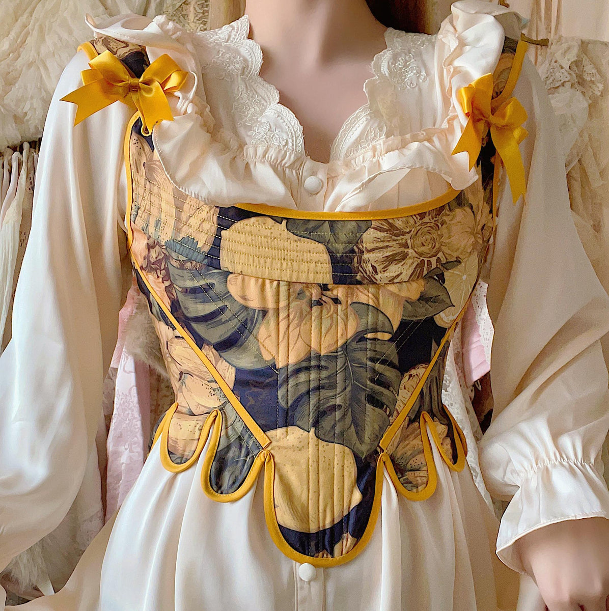 Handmade Vintage Reproduction Floral Reversible Corset – Retro Fairy